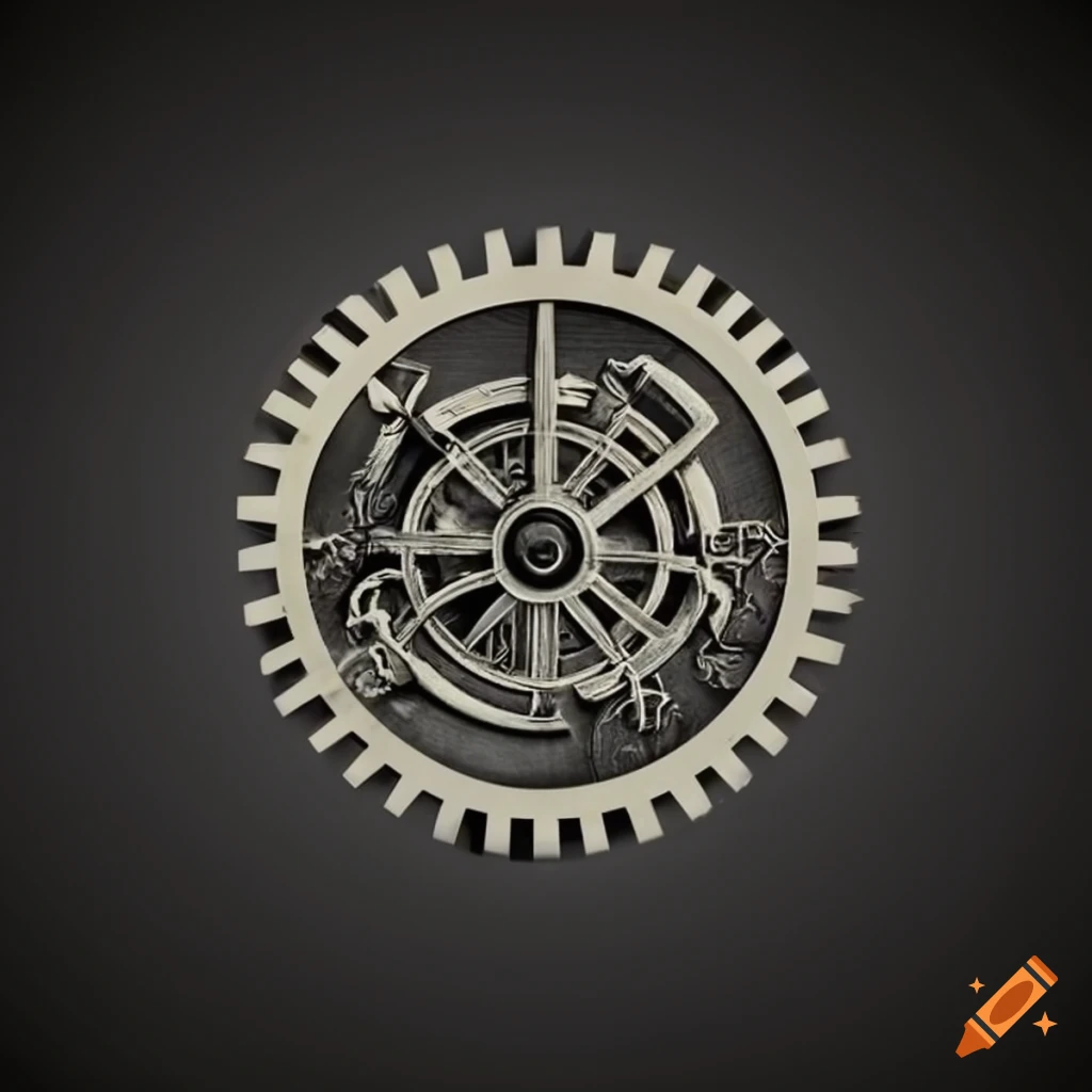 Simple minimalist white and black steampunk logo design on Craiyon