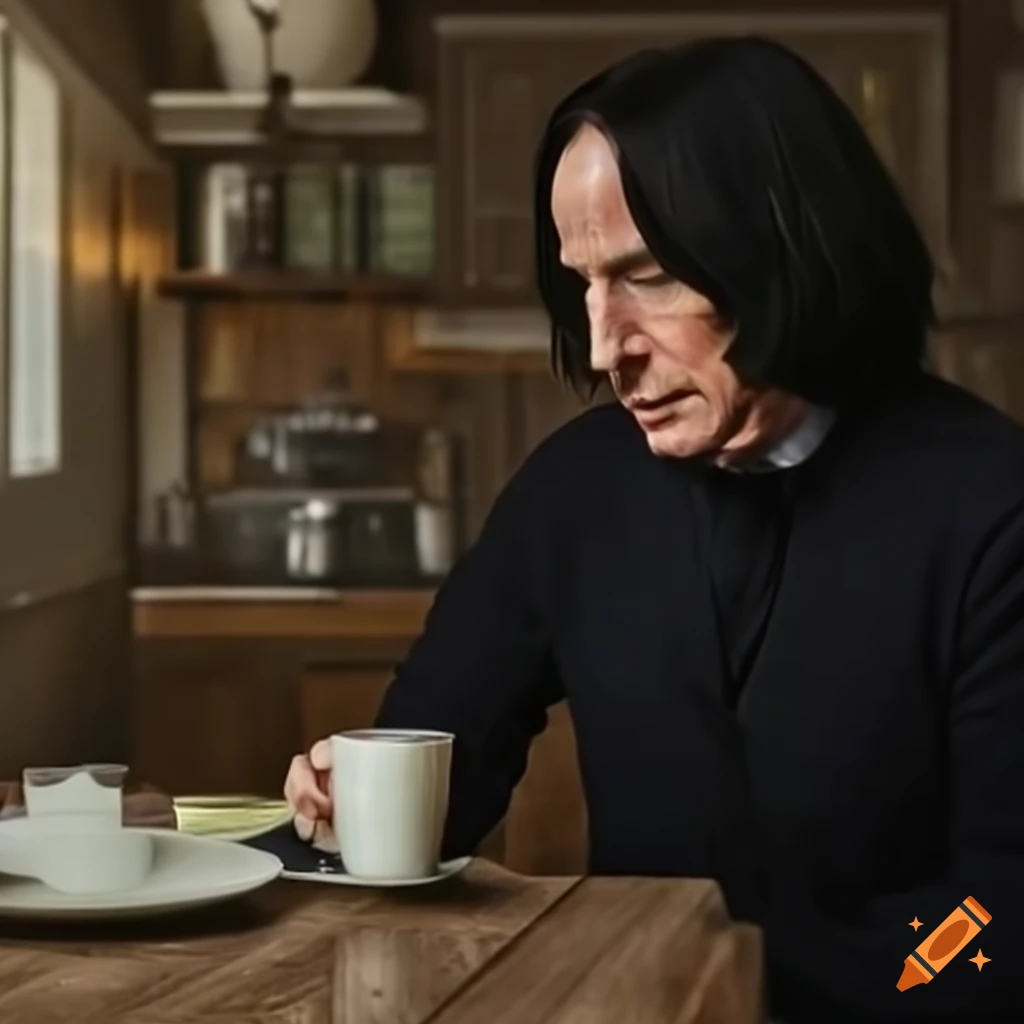 Severus snape enjoying tea in a british home on Craiyon