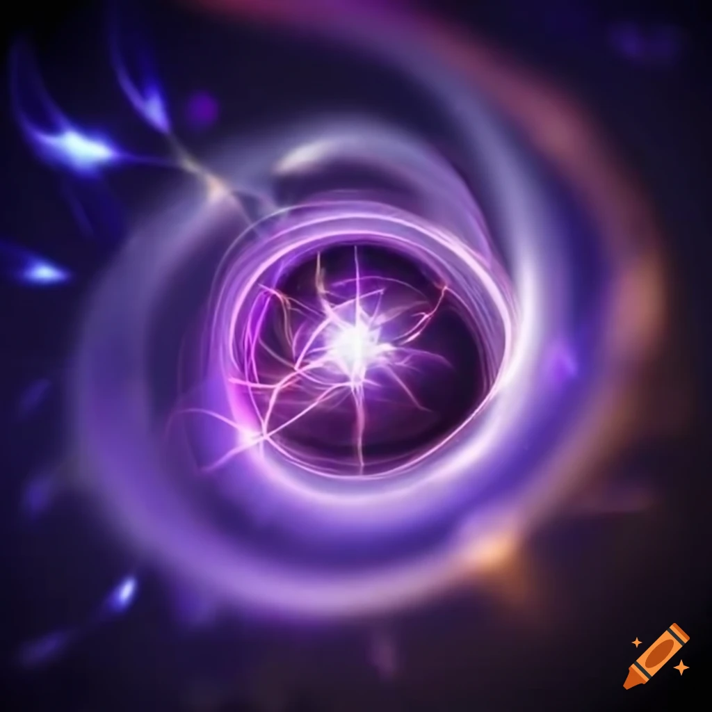 Silky purple energy orb with swirling cosmic mist and chaotic energy ...