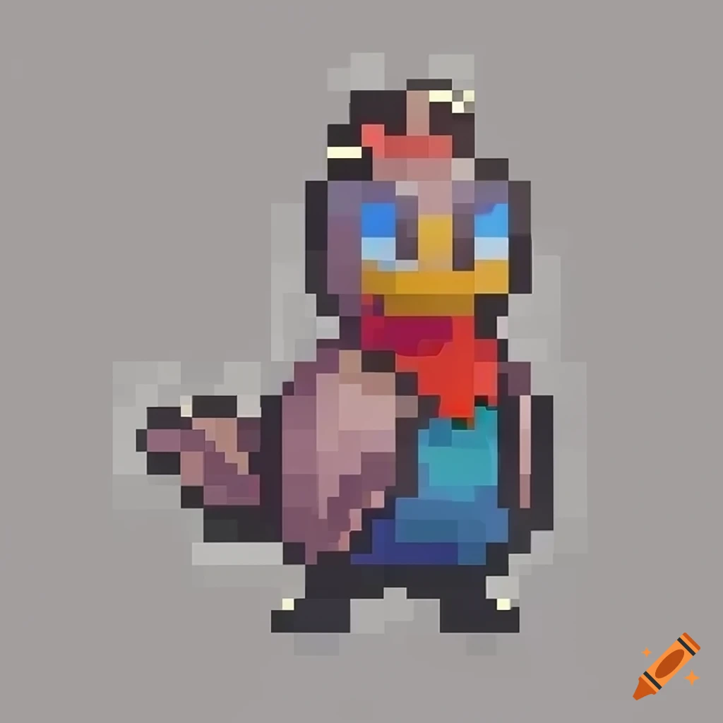 Pixel art of a gaming quail on Craiyon
