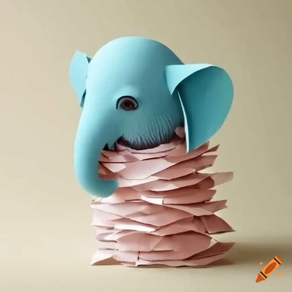 Unique elephant-shaped paper stack on Craiyon
