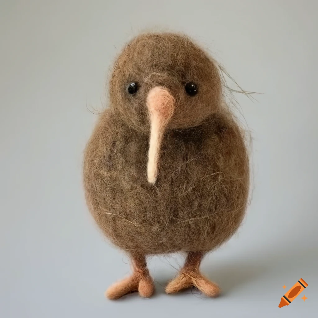Felted wool kiwi bird sculpture on Craiyon
