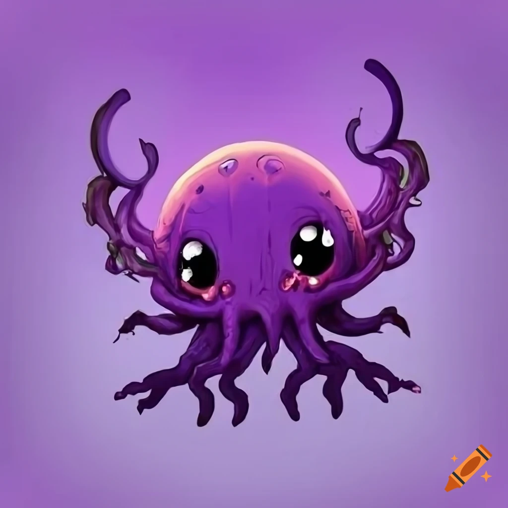 Adorable purple cthulhu creature on Craiyon