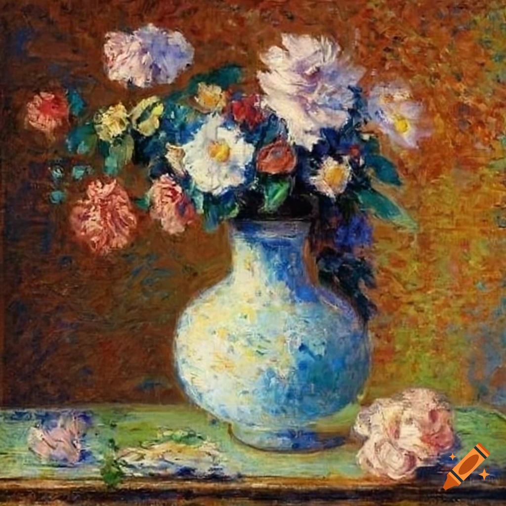 Painting of vase and flowers by gustave loiseau on Craiyon