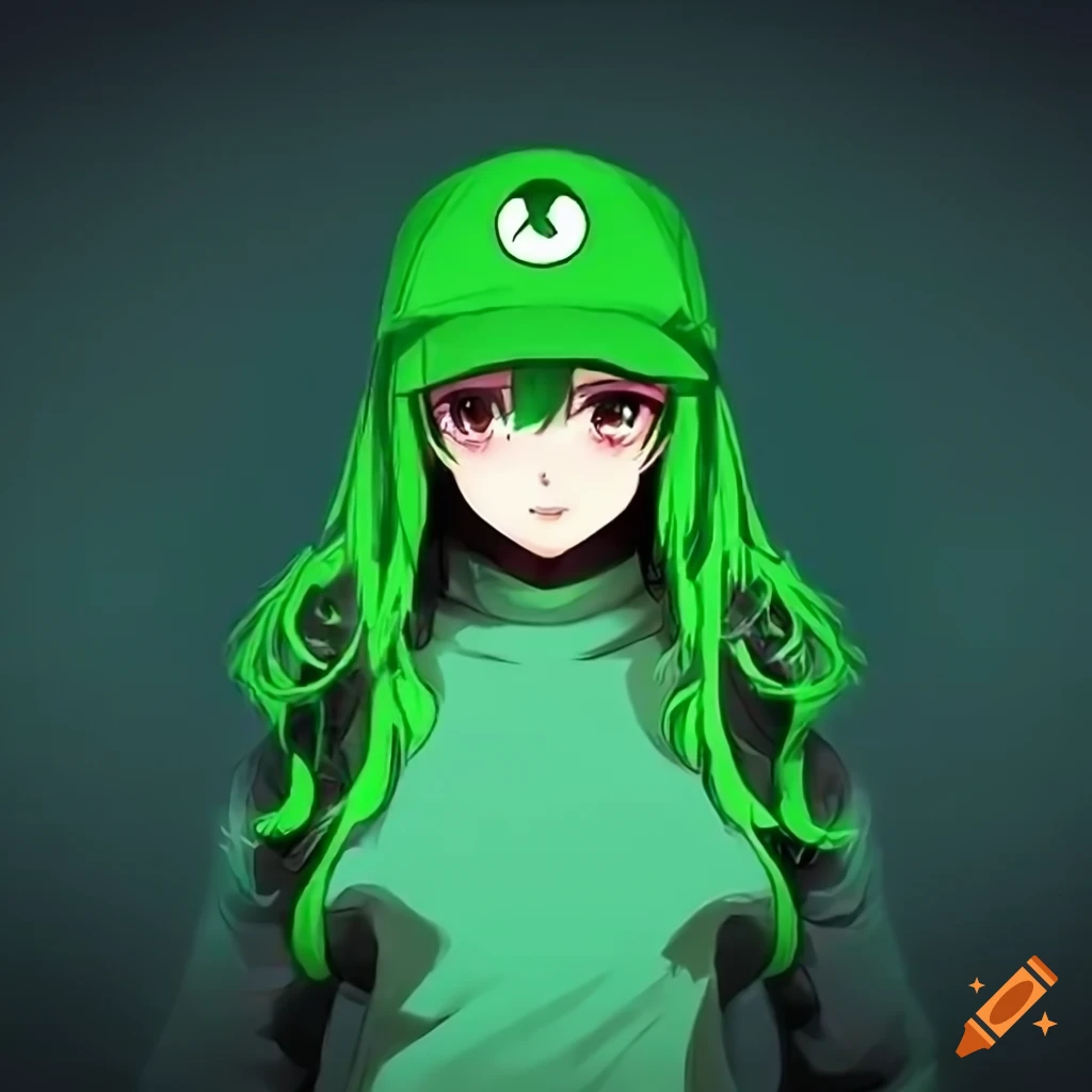 Anime girl wearing green xbox logo on Craiyon
