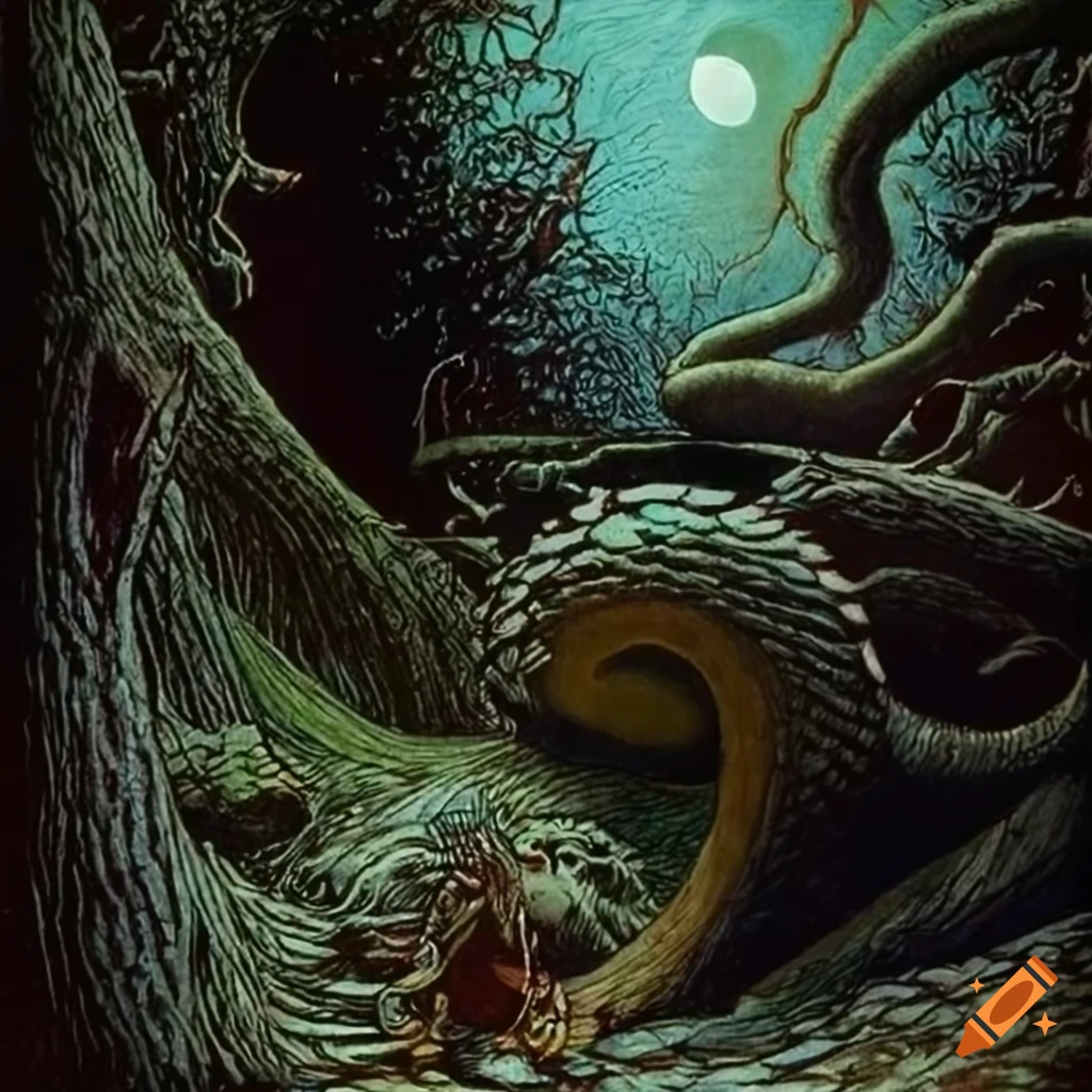 Serpents, grapevines, oak forest, mountain peaks, a lake, and rabbits ...