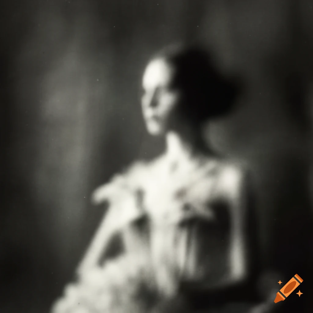 Blurred image of a woman with a large garlic flower in vintage ...