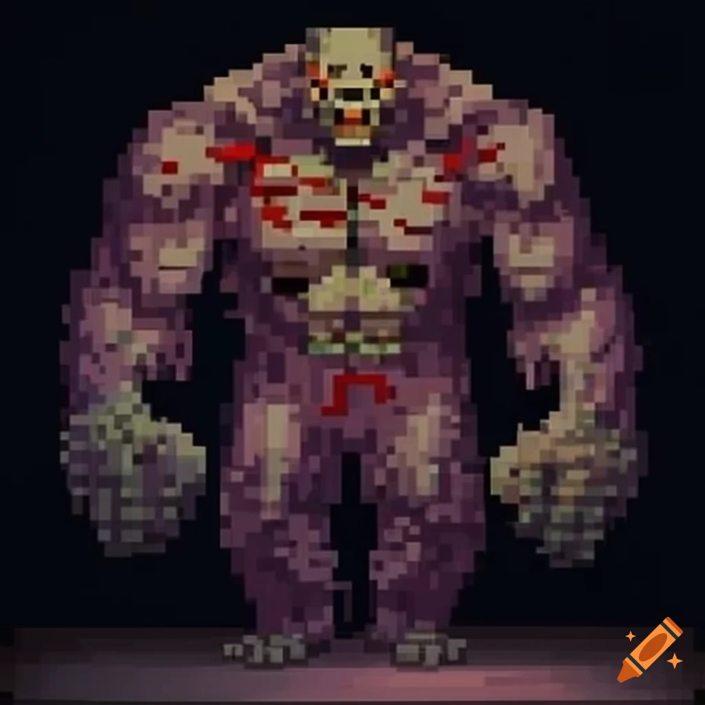 Pixel art giant zombie abomination sprite on Craiyon