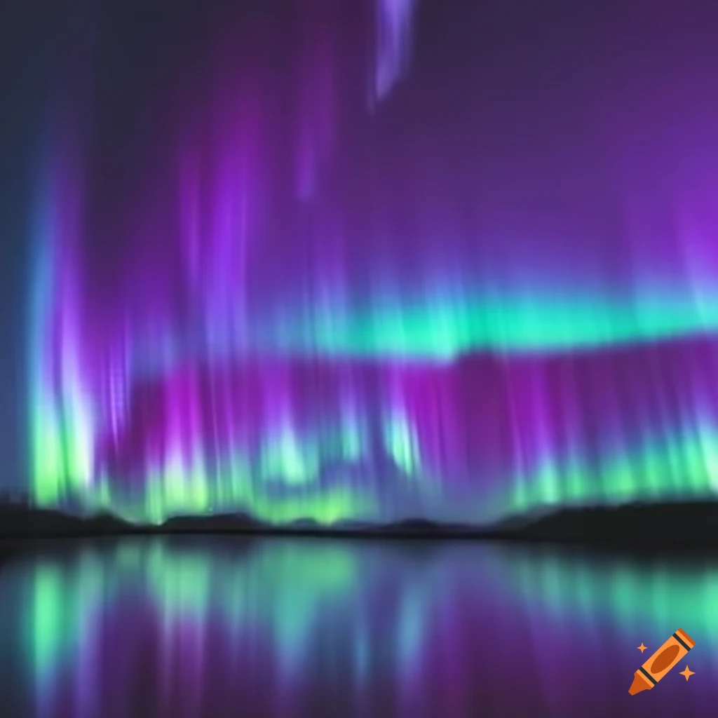 Blue, purple and cyan aurora borealis lights in the night sky on Craiyon