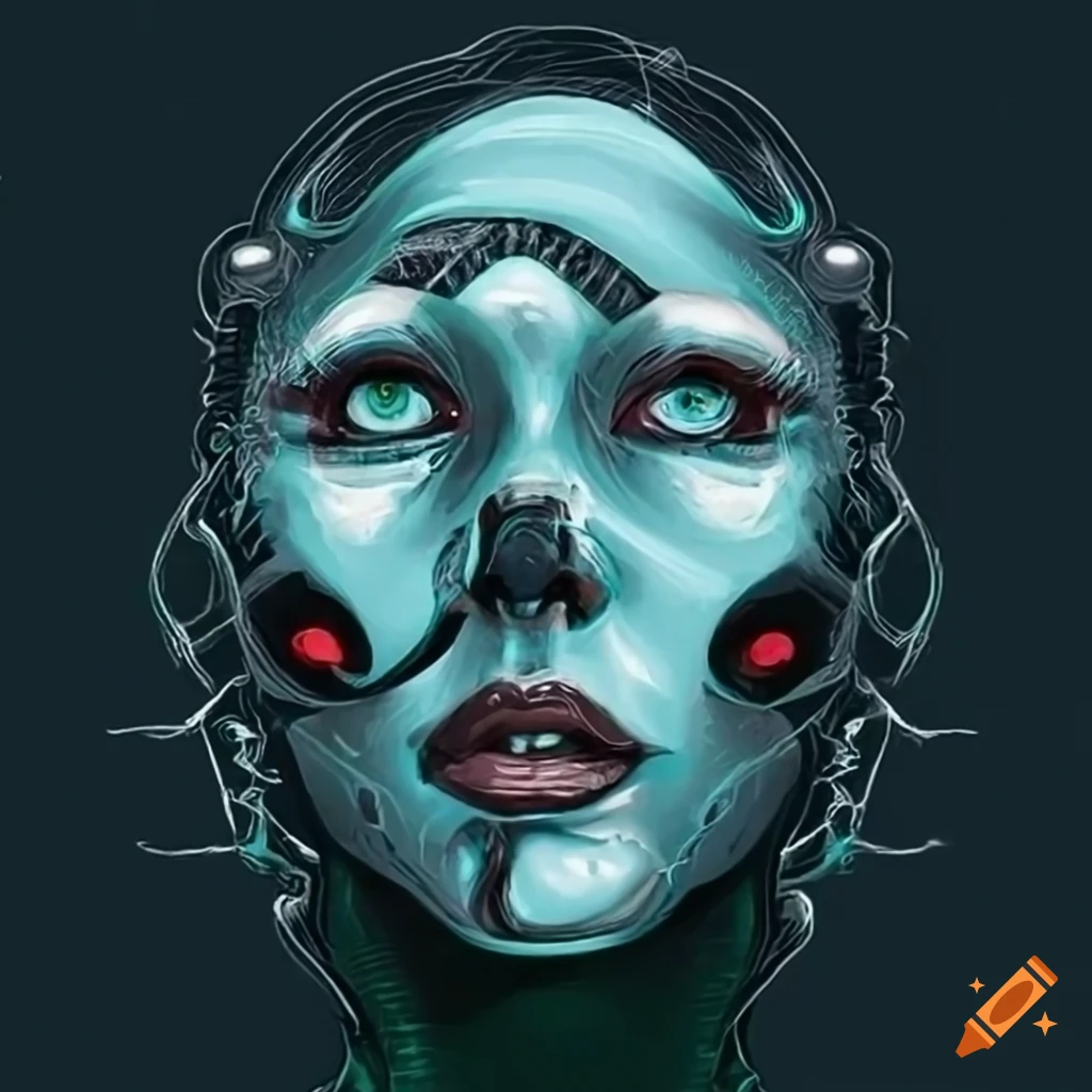 Cyborg humanoid with mechanical enhancements on Craiyon