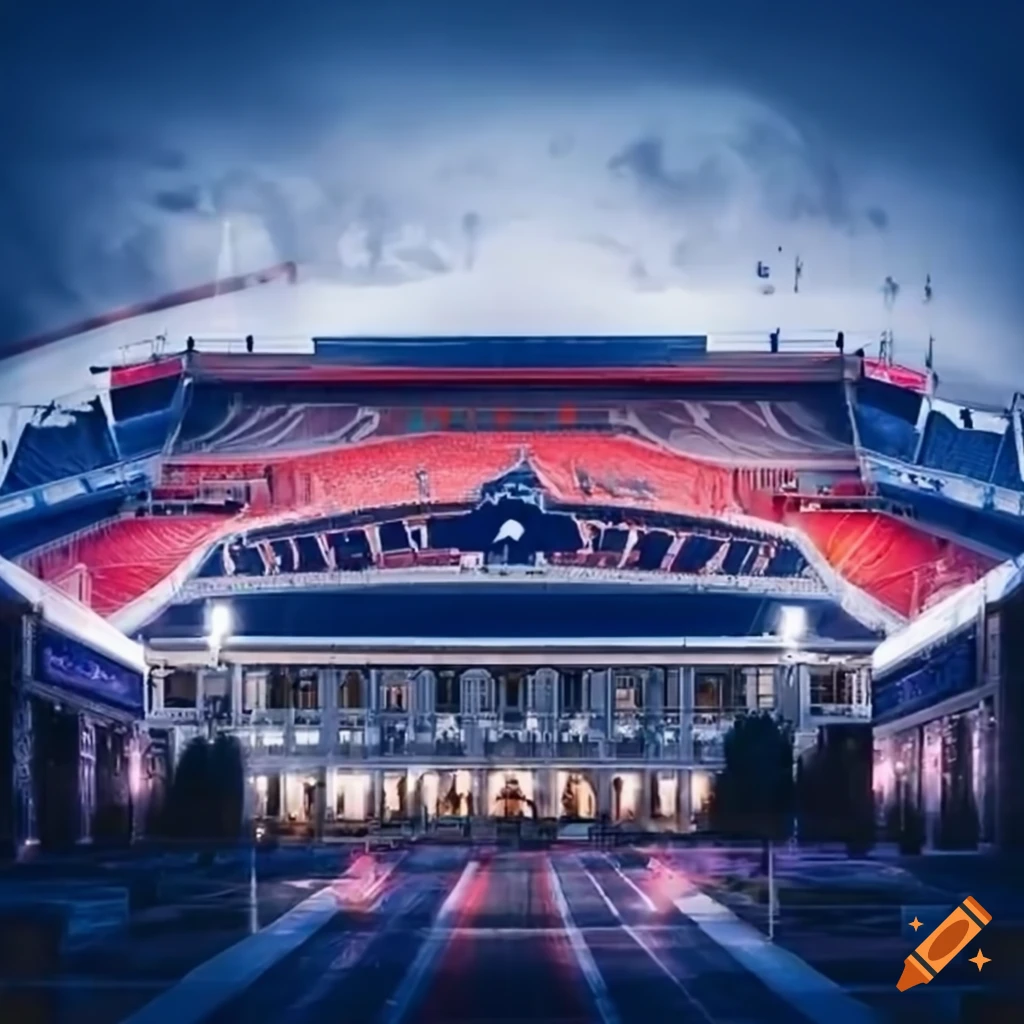 Vibrant NFL stadium with Neo Classical architecture and futuristic ...