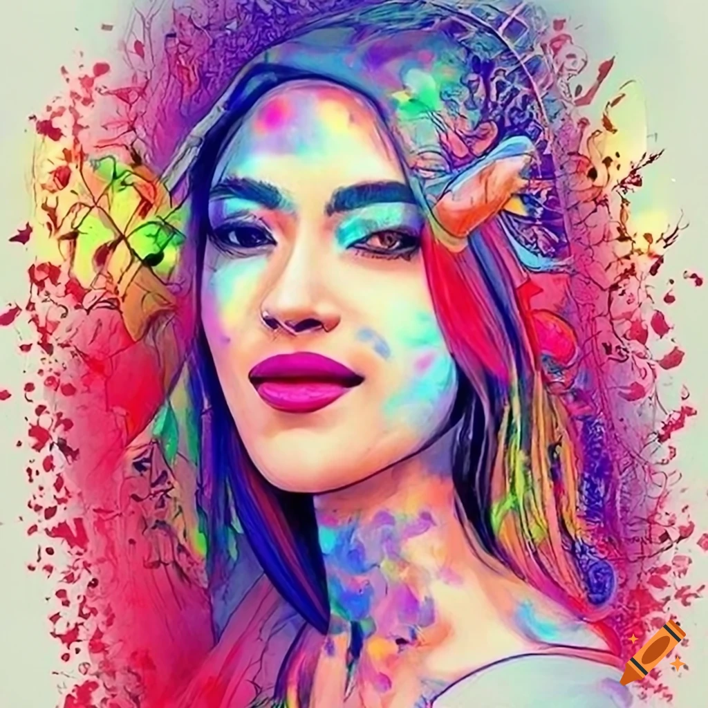 Realistic depiction of a smiling woman surrounded by travel symbols on ...