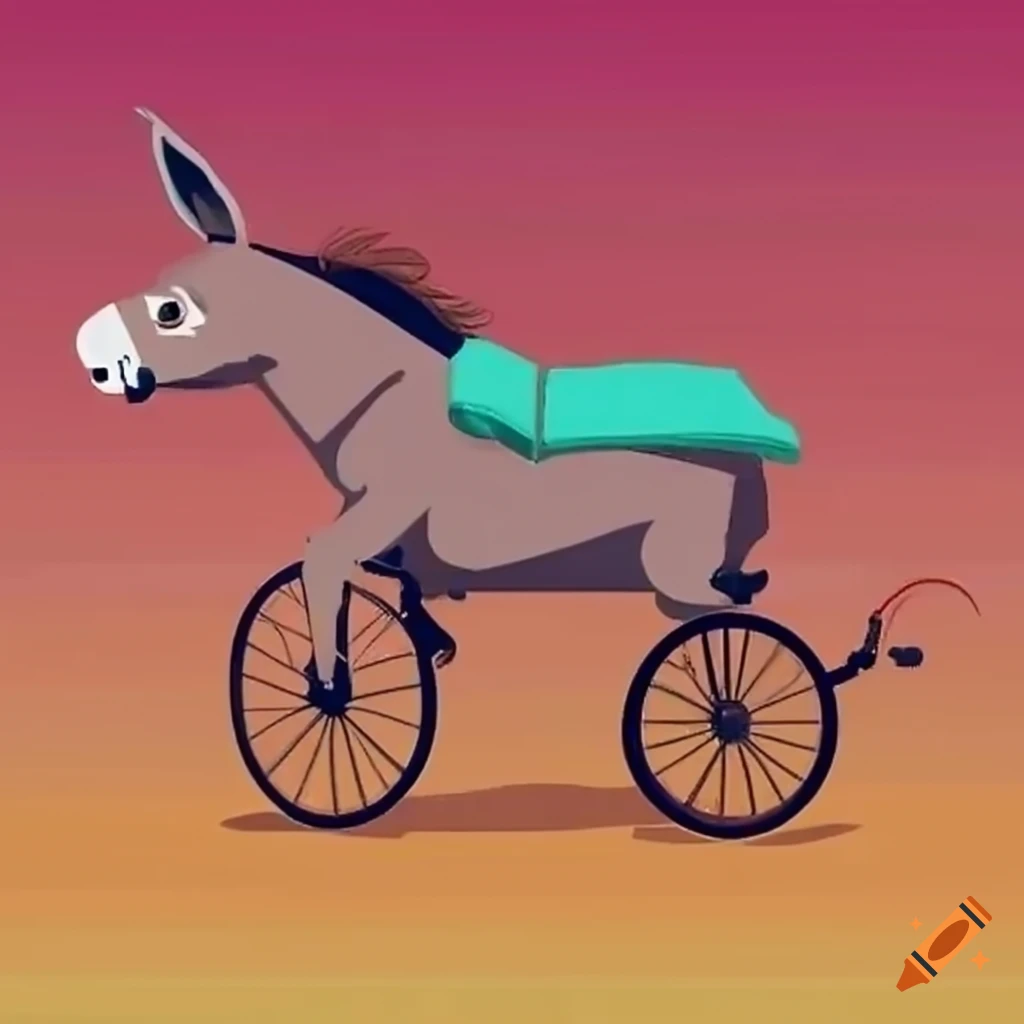 Pack mule with bicycle wheels on Craiyon