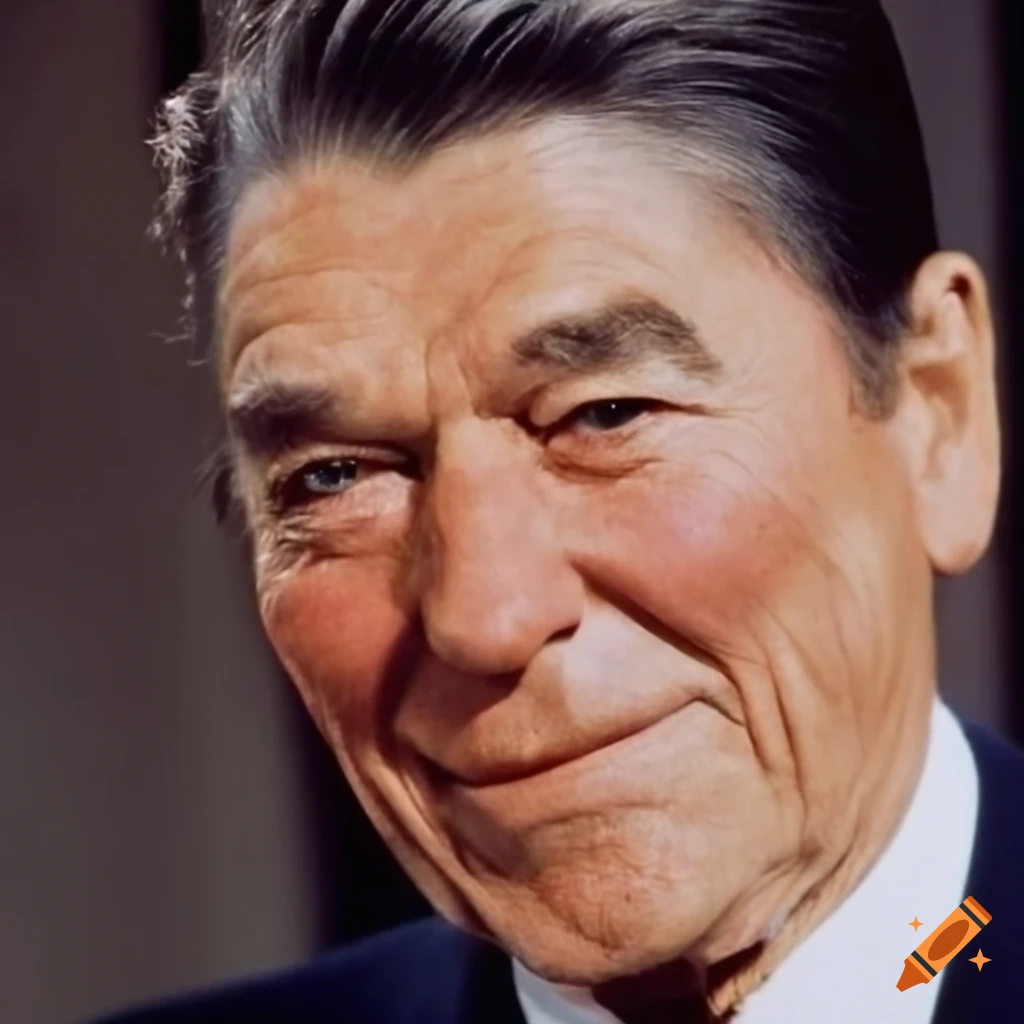 Close-up of ronald reagan looking at the camera on Craiyon