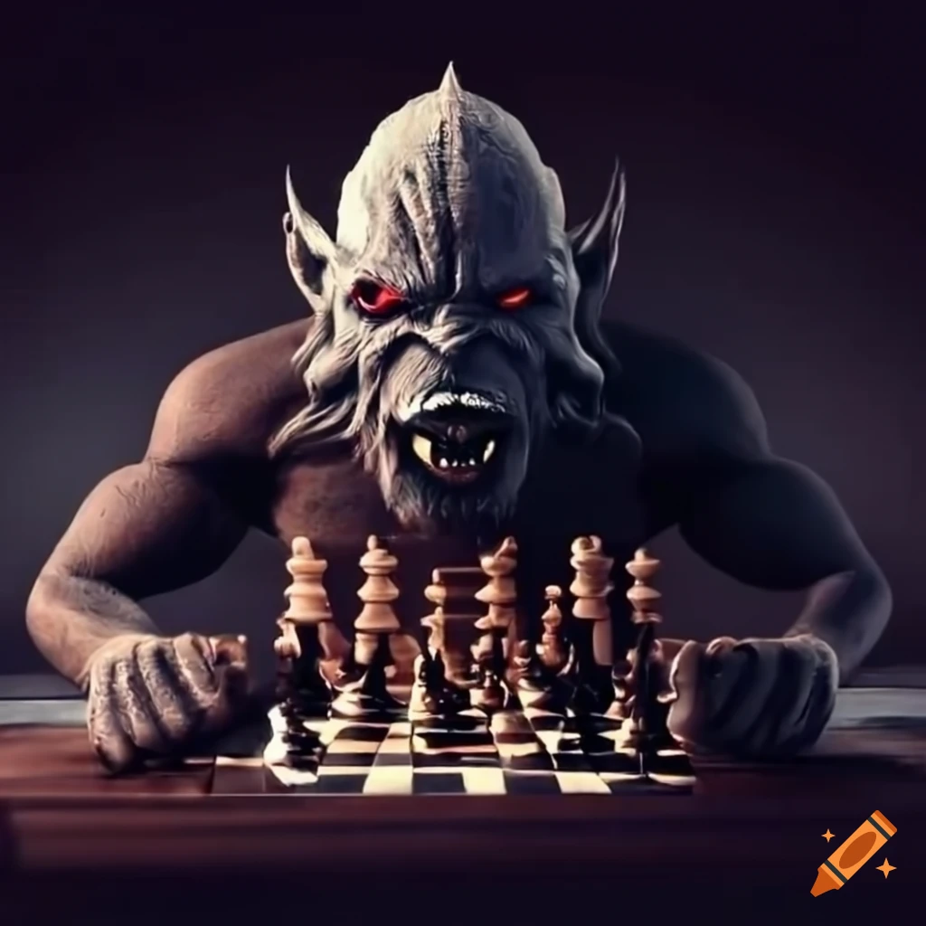 Beast playing chess on Craiyon