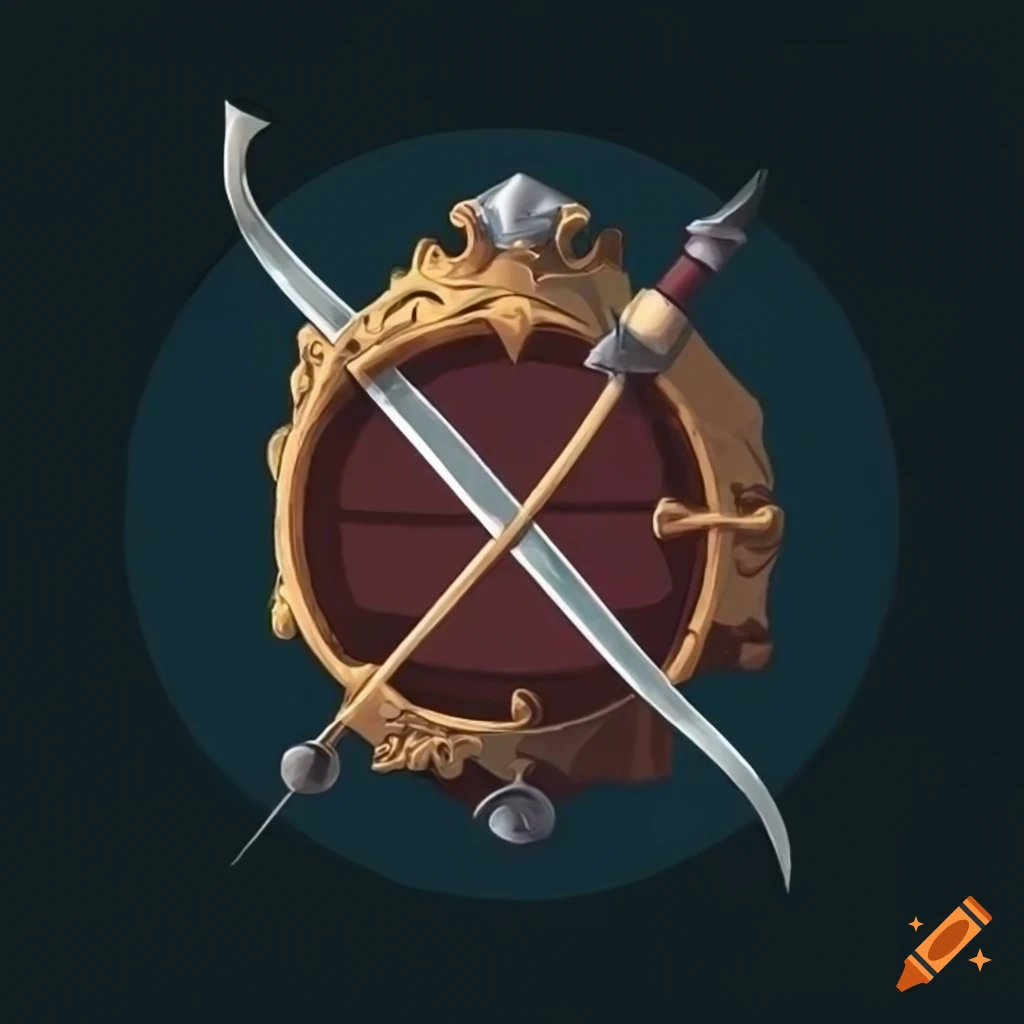 Logo with ancient treasure and medieval weapons on Craiyon