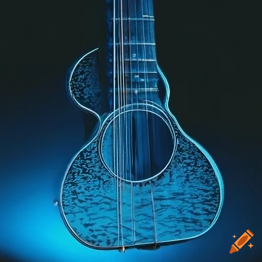 Blue guitar strings tied around guitar strings on Craiyon
