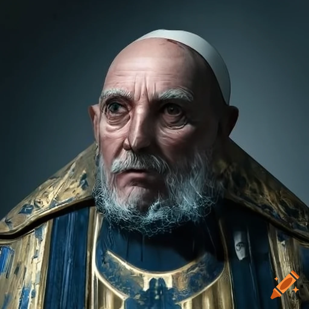 Illustration of a futuristic old pope on Craiyon