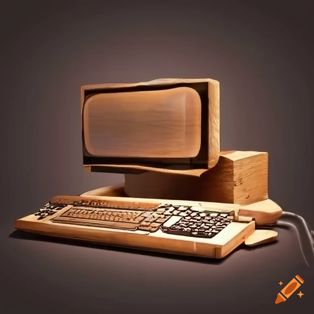 Wood and stone computer on Craiyon