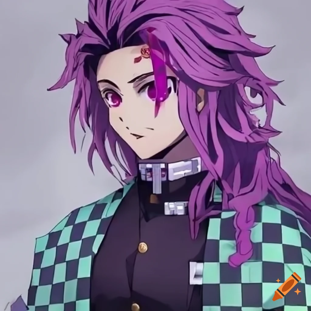 Pillar character from demon slayer with purple hair and uniform on Craiyon