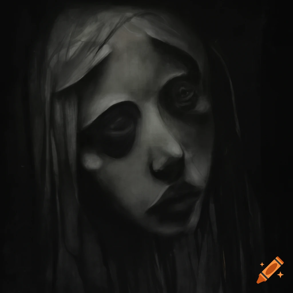 Abstract painting with fused artistic styles depicting a ghost and sun ...