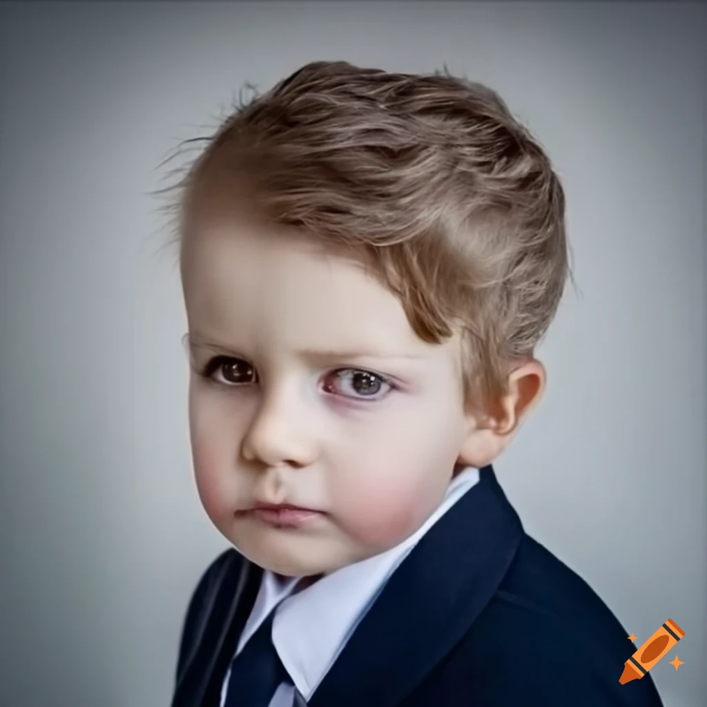 Child in a suit and tie with an expressionless look on Craiyon