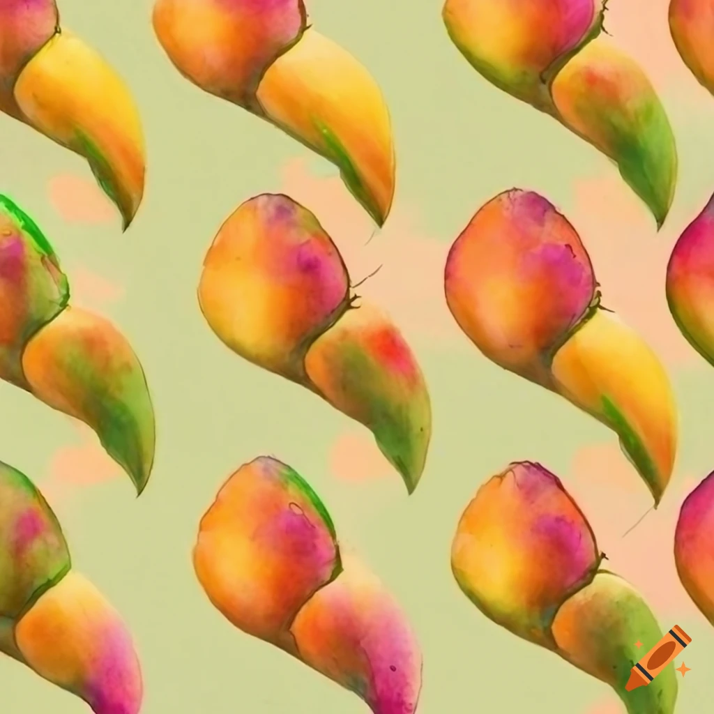 Repeating watercolor mango pattern on Craiyon