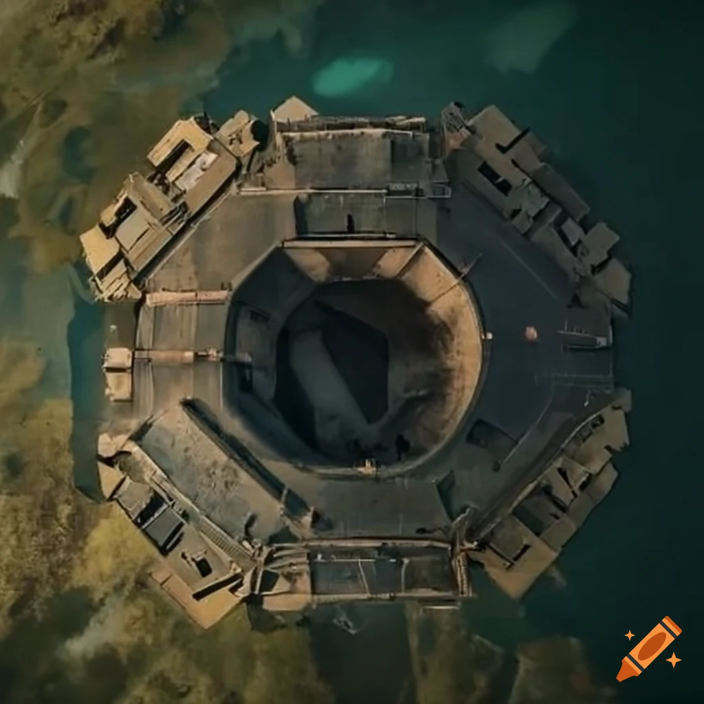 Aerial view of military barracks on Craiyon