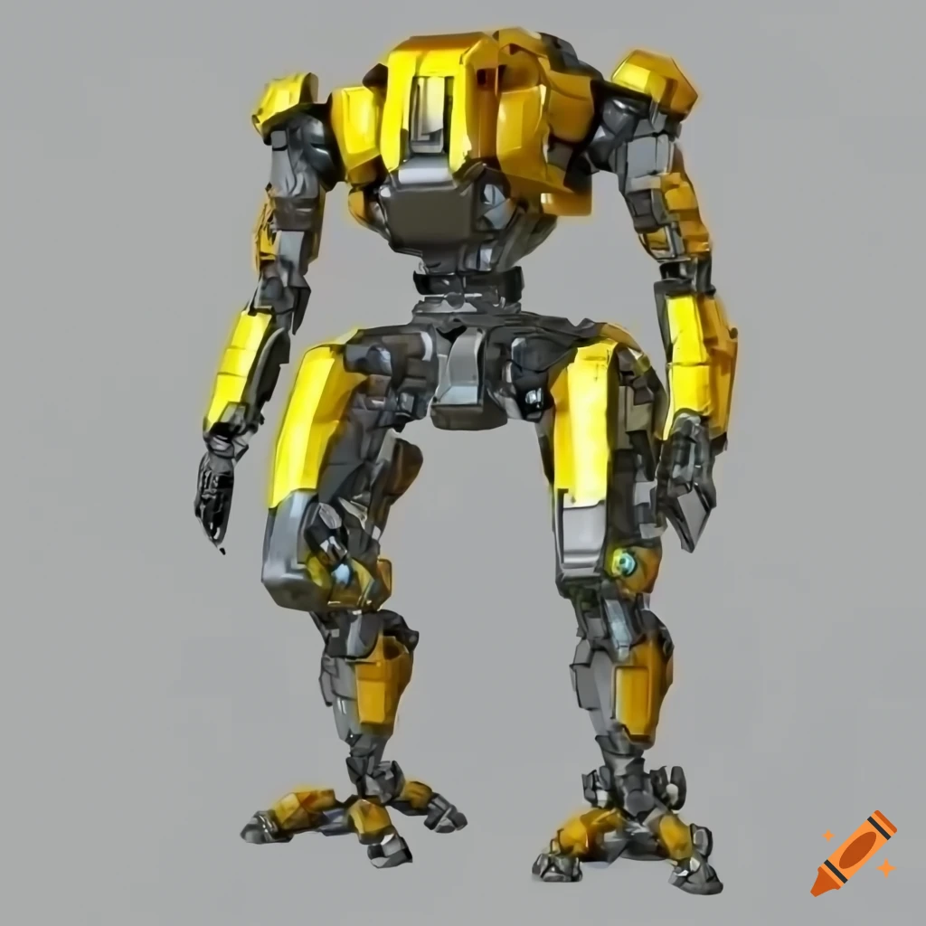 Futuristic humanoid mech with sharp edges and geometrical design in ...