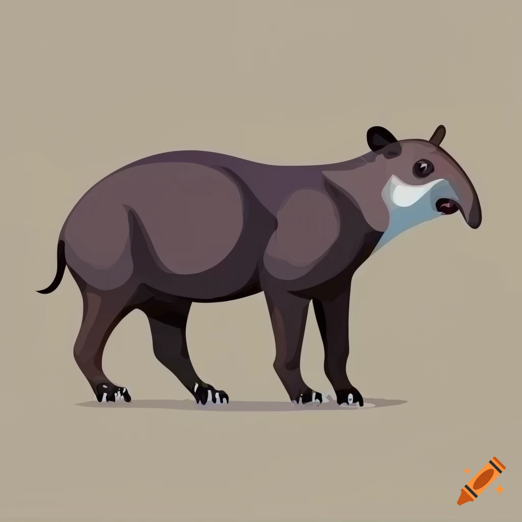 Tapir full body illustration in vector form on a white background on ...