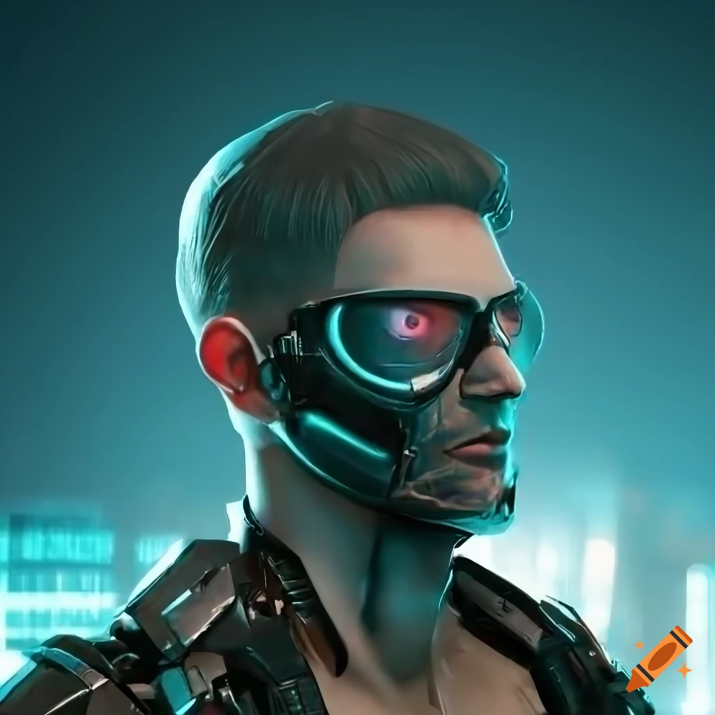 Cyborg Method actor on a cyberpunk stage with dramatic lighting on Craiyon
