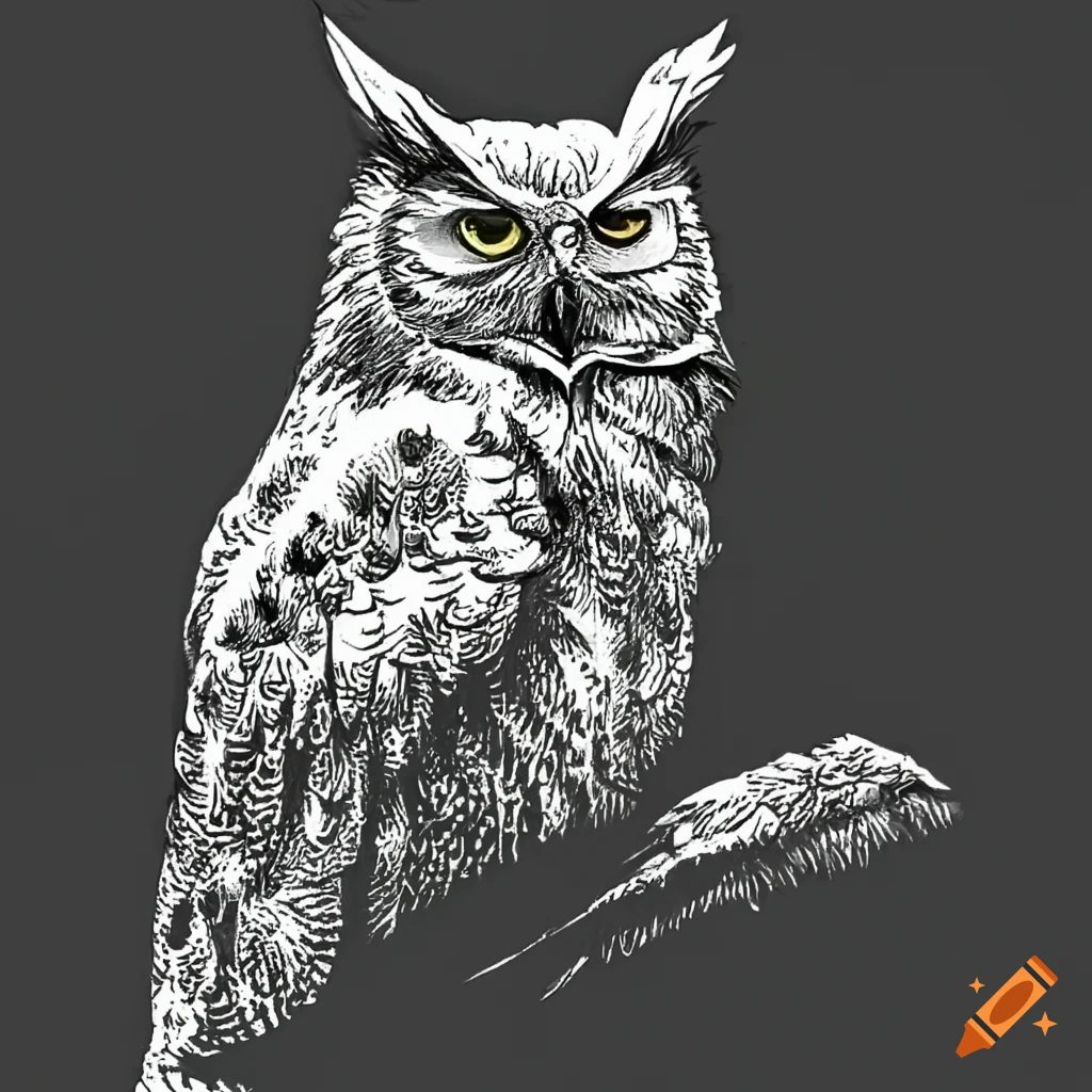 Horned owl swooping down on prey on Craiyon