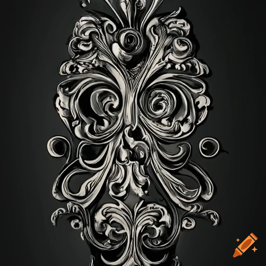Acanthus scrollwork line art on Craiyon