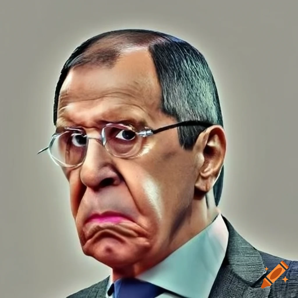 Head of sergei lavrov in a fool hat on Craiyon