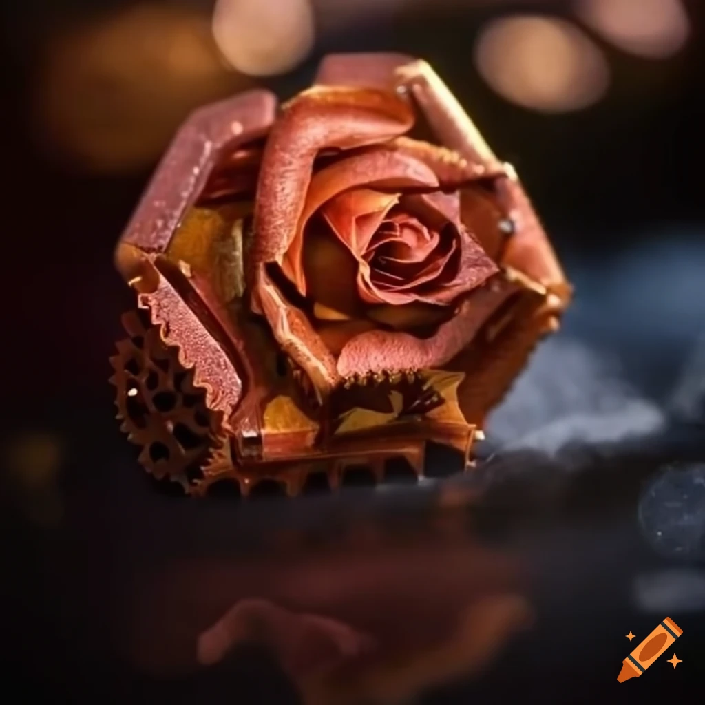 Rose made from clockwork cogs on Craiyon