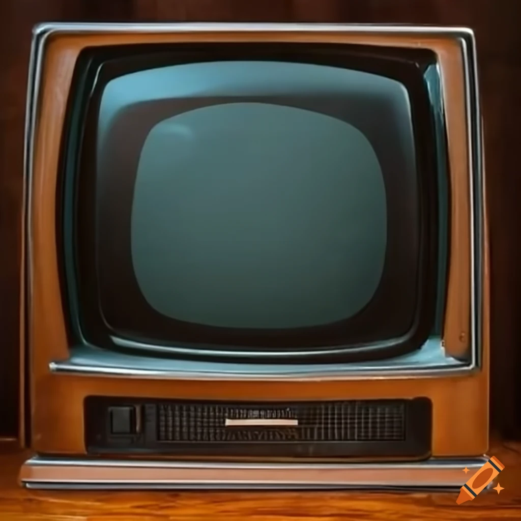 Old retro tv front view with dial and speakers on Craiyon