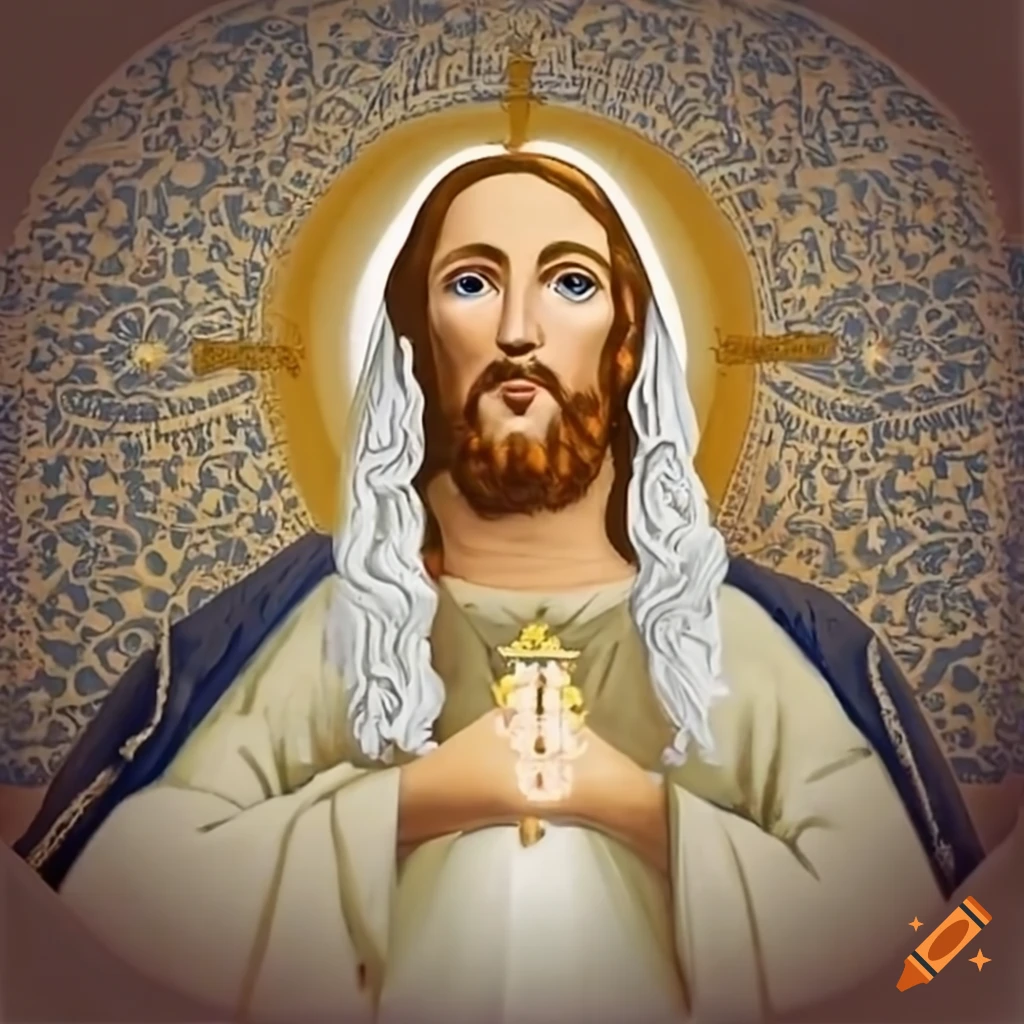 Illustration of jesus christ and a church building on Craiyon