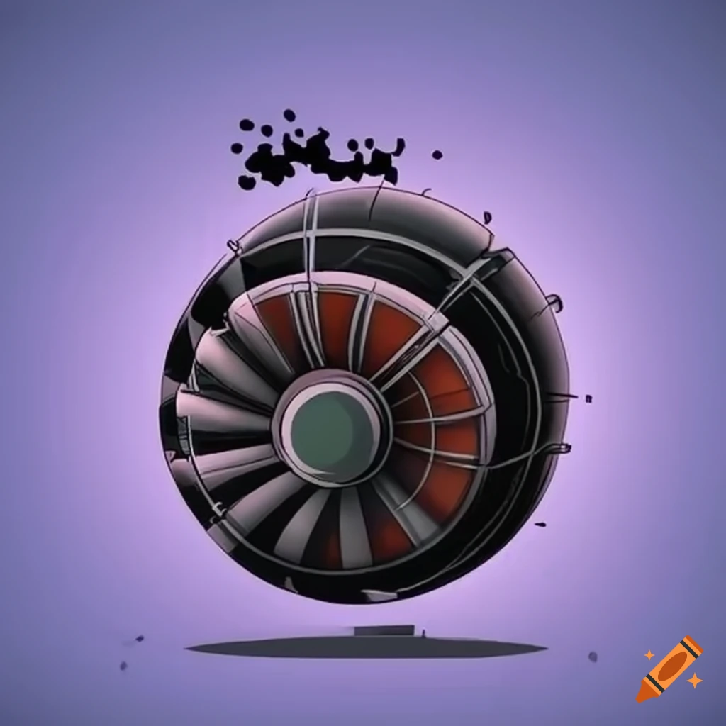 Cartoon style sci-fi jet engine with black fumes on Craiyon