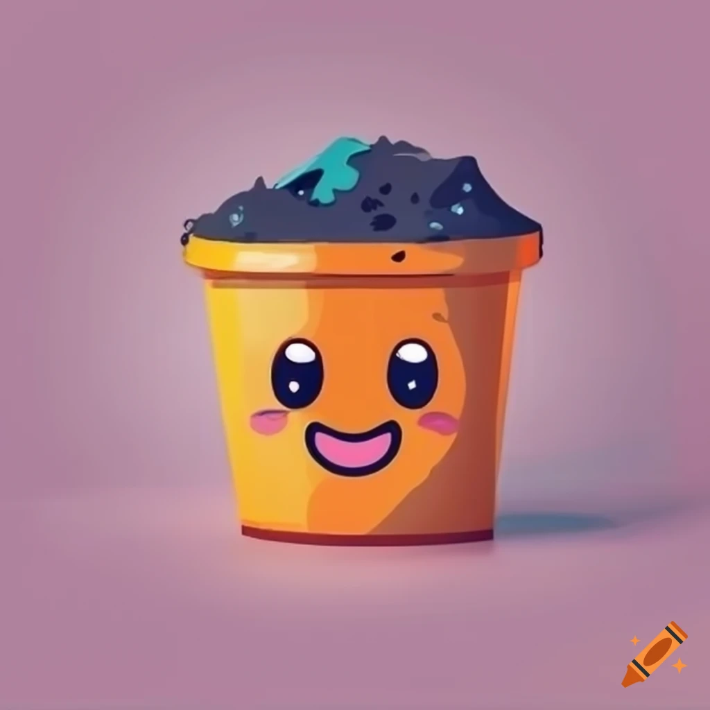 Happy cute picture of waste bin and compost on Craiyon