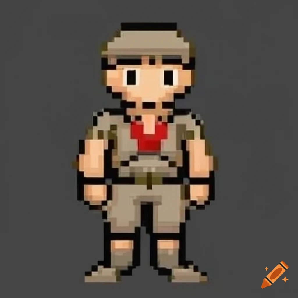 8-bit military characters in a video game on Craiyon