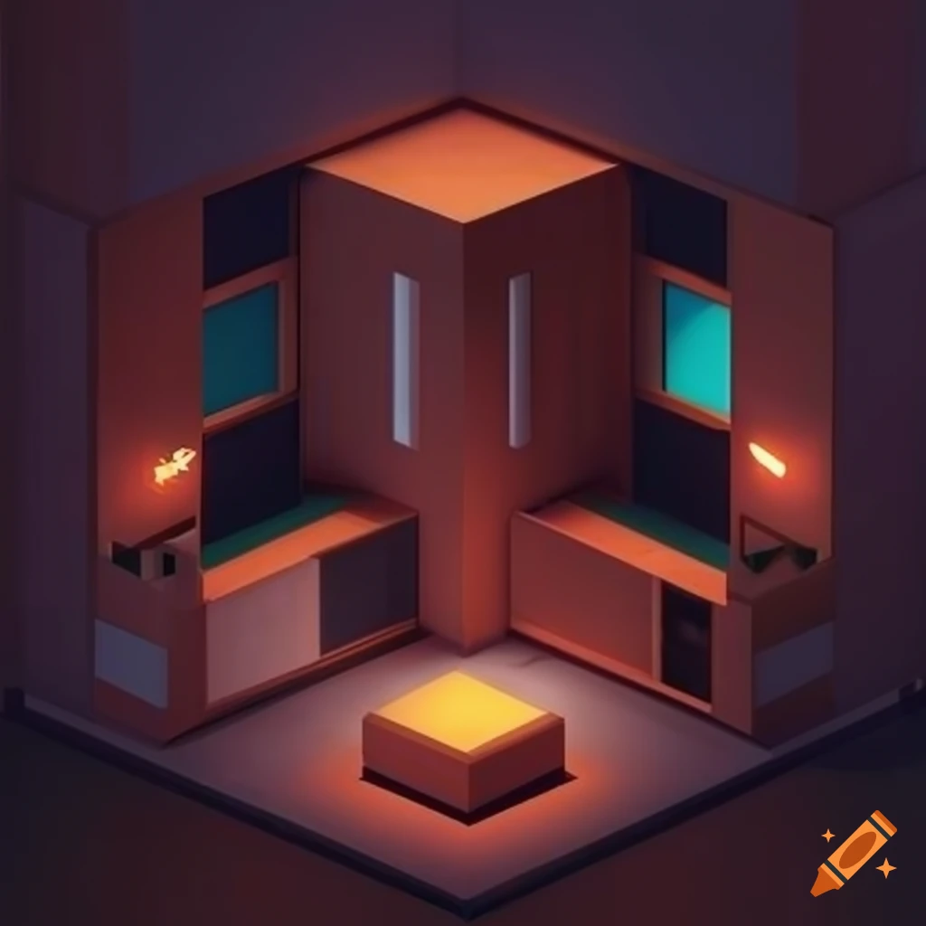 Isometric cube room on Craiyon