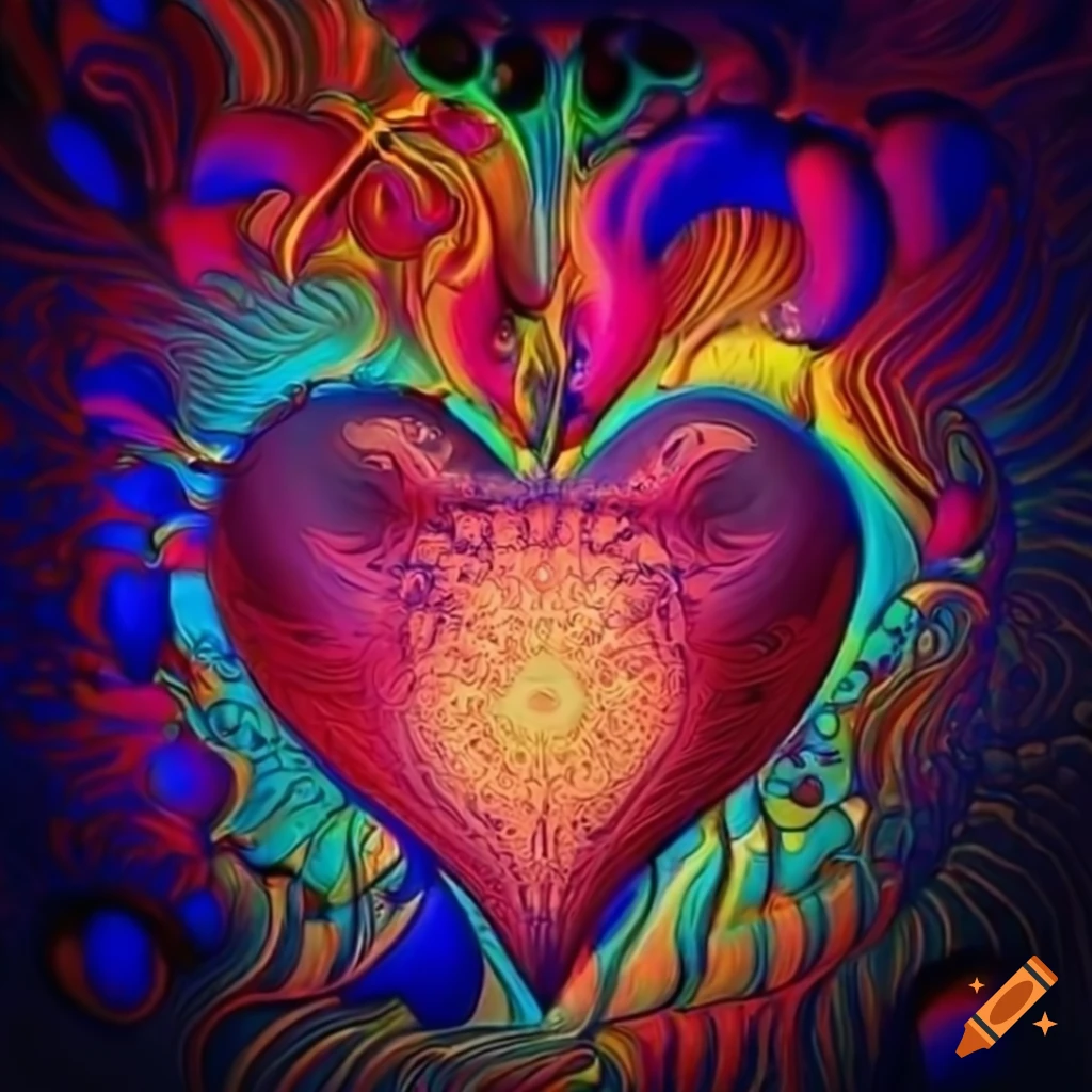 Colorful psychedelic heart on Craiyon