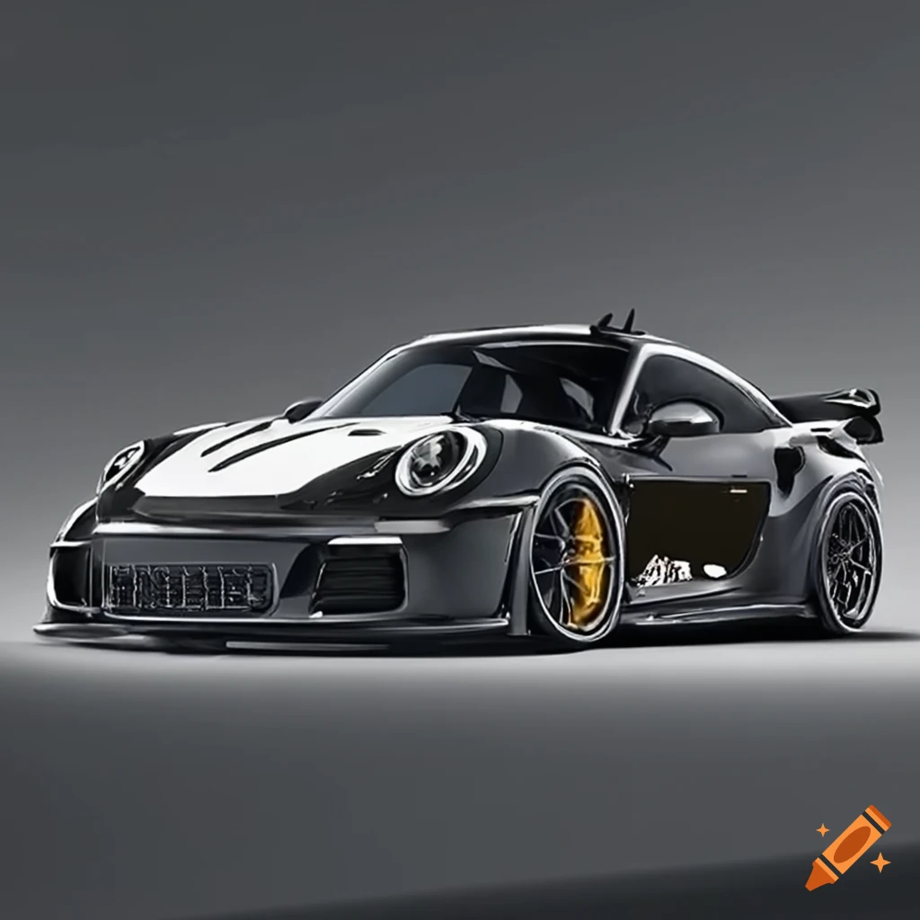 Porsche 911 gt3 rs in deep black color with aggressive aerodynamics in ...