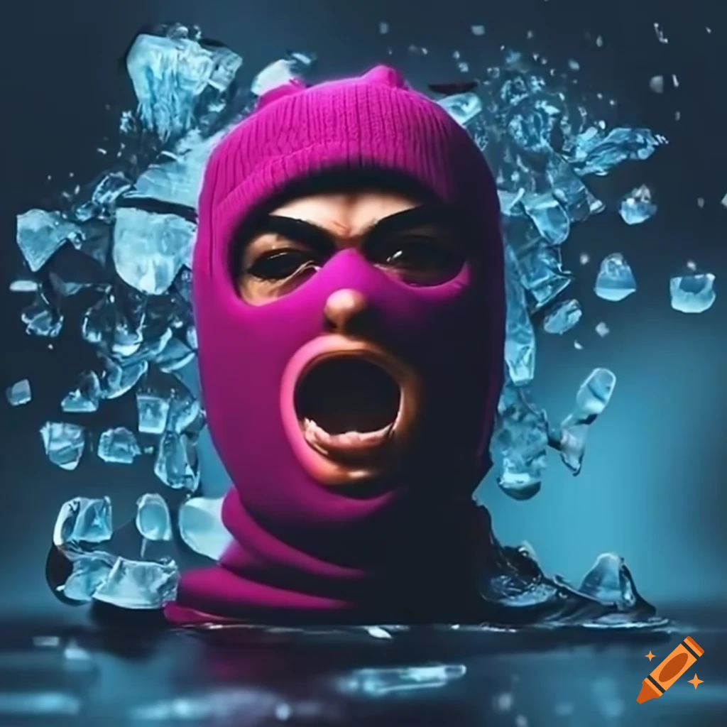 Ski mask floating beneath ice on Craiyon