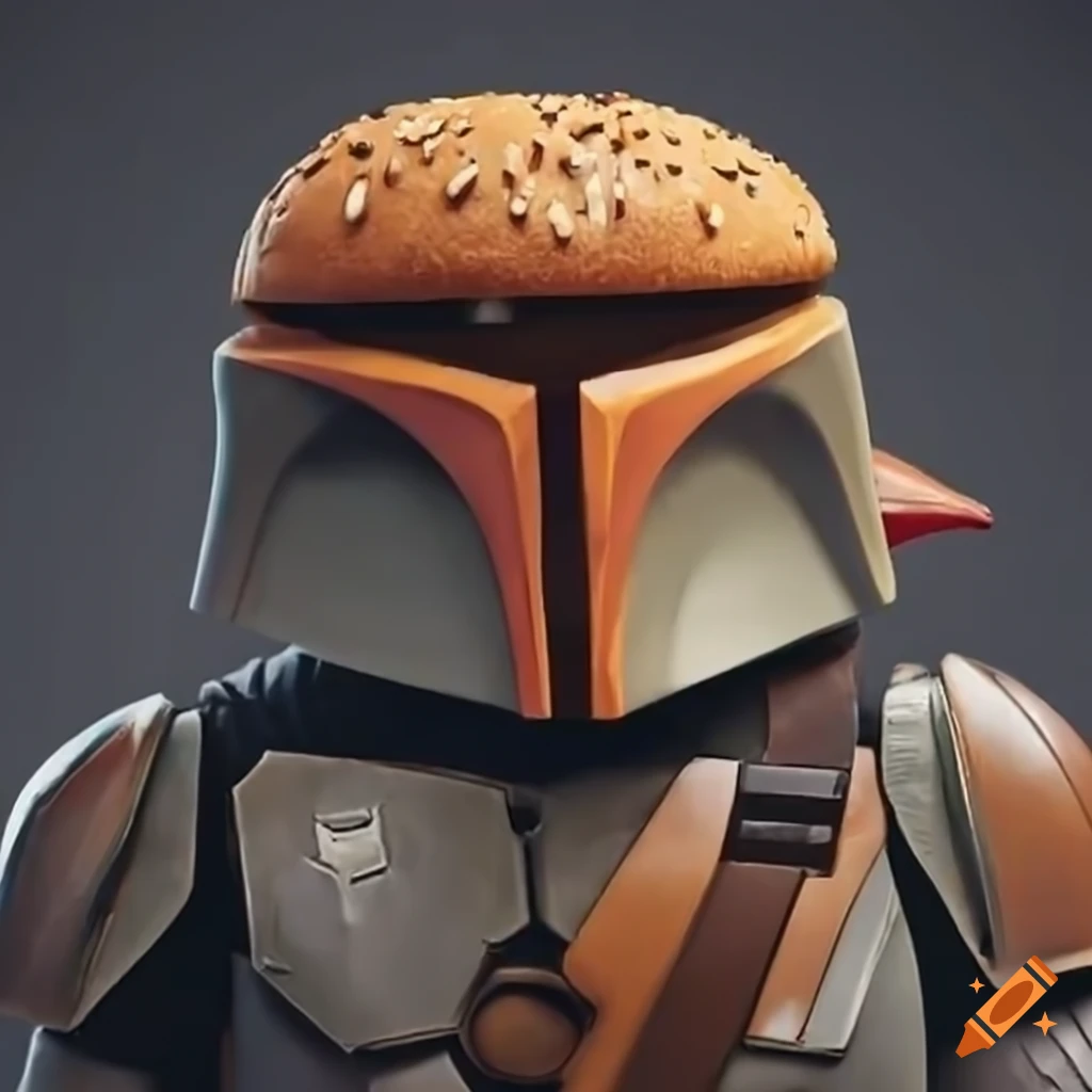 Mandalorian with hamburger head on Craiyon