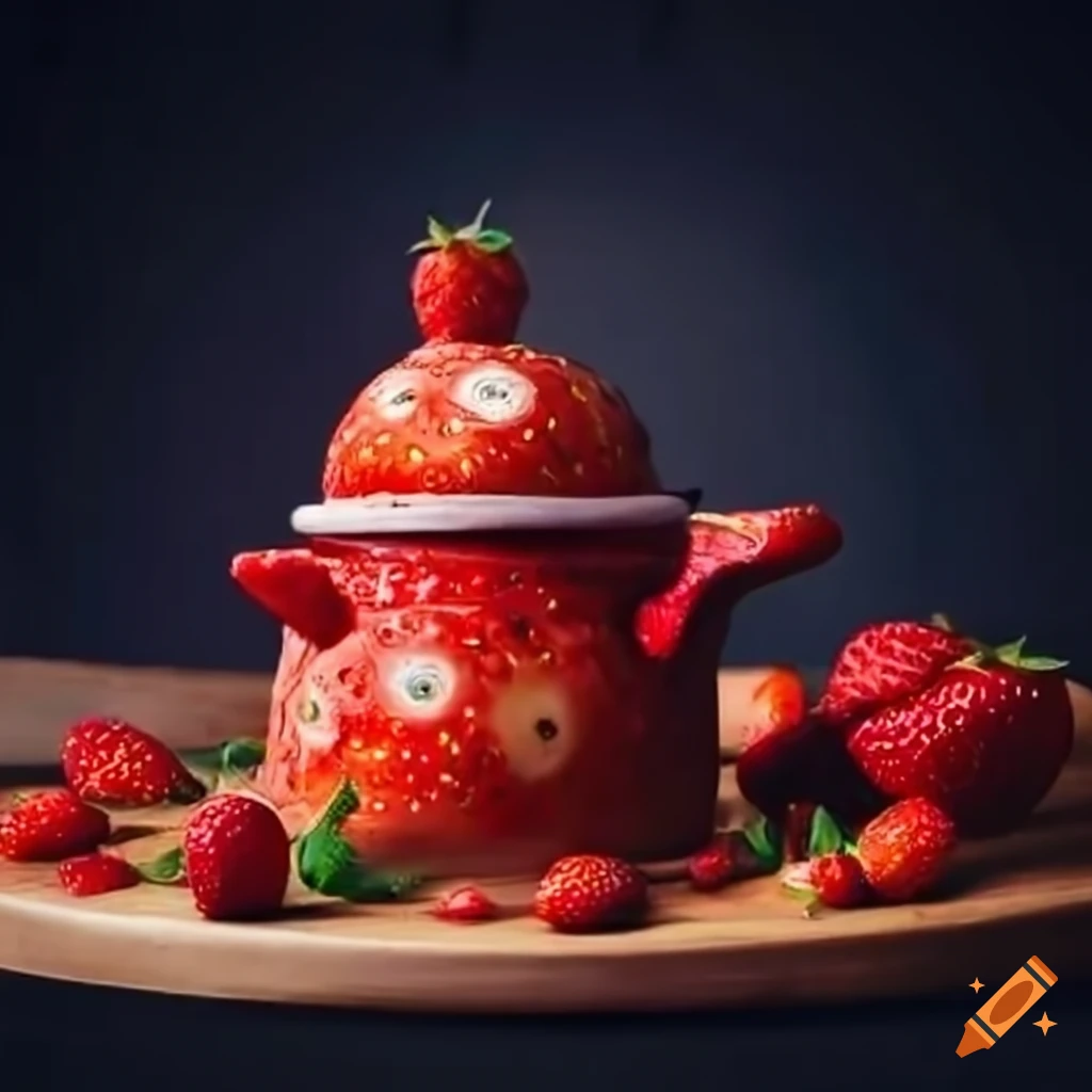 Babushka preparing strawberry kompot on Craiyon