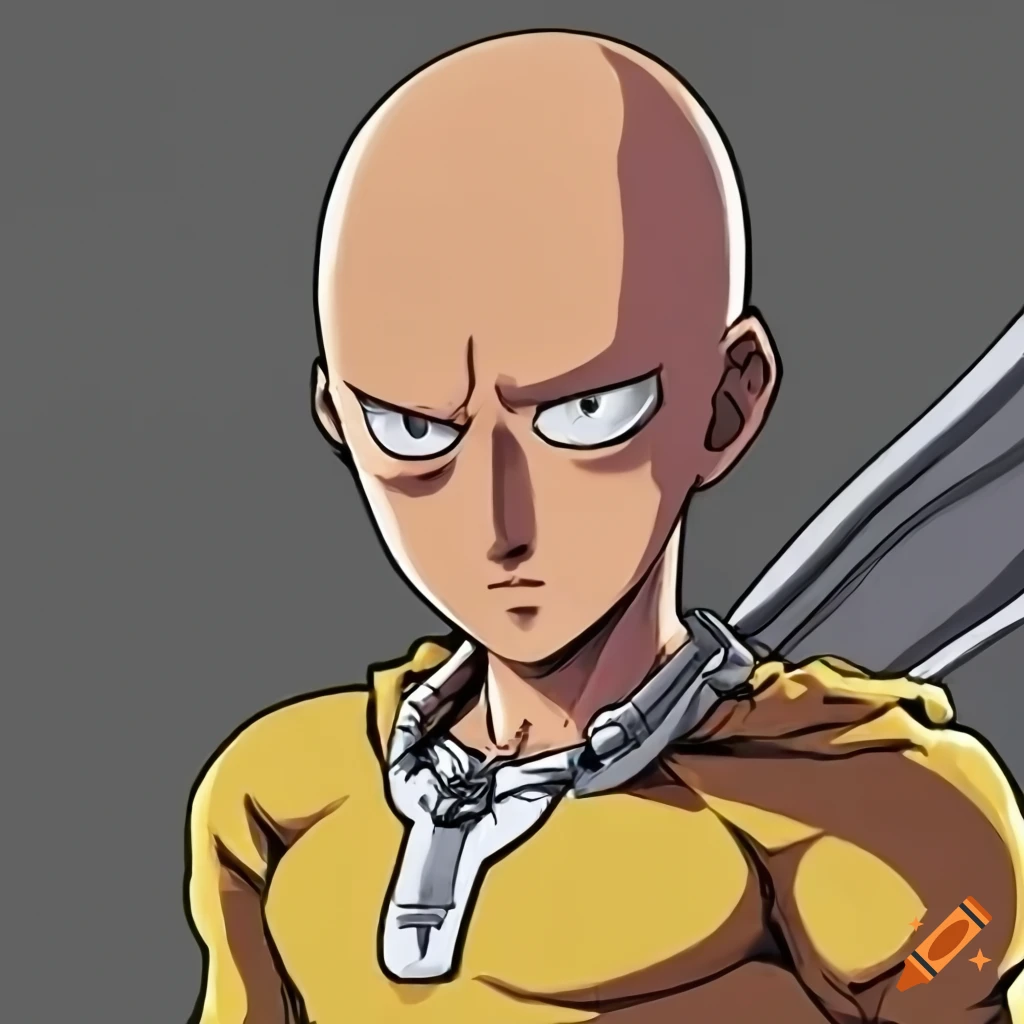 Saitama in uniform on Craiyon