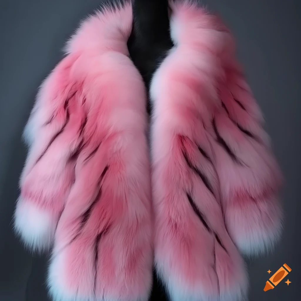 Giant soft fluffy heavily padded pink and white tiger print fox fur ...