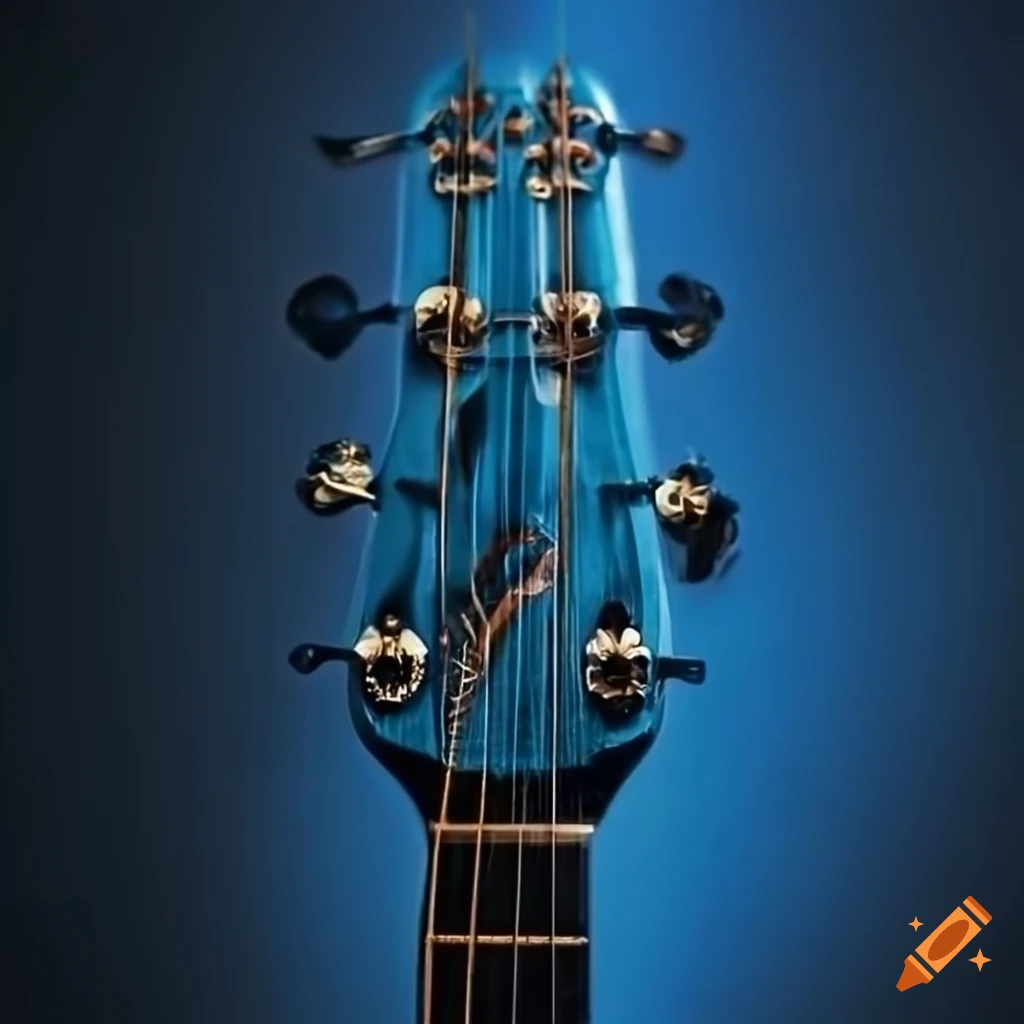 Blue guitar strings tied around guitar strings on Craiyon