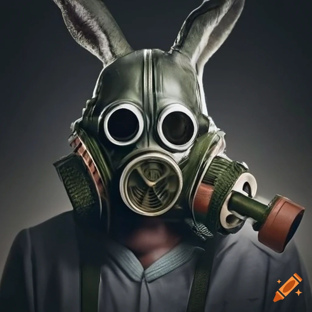 Rabbit wearing a gas mask on Craiyon